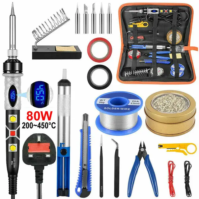 LCD Digital Soldering Iron 110V 220V 80W Thermostatic Electric Mini ...