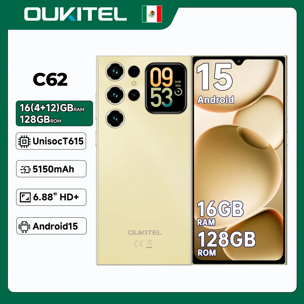 OUKITEL C62 Smartphone Android 15, 6,88" HD+ Display Unisoc T615 ...