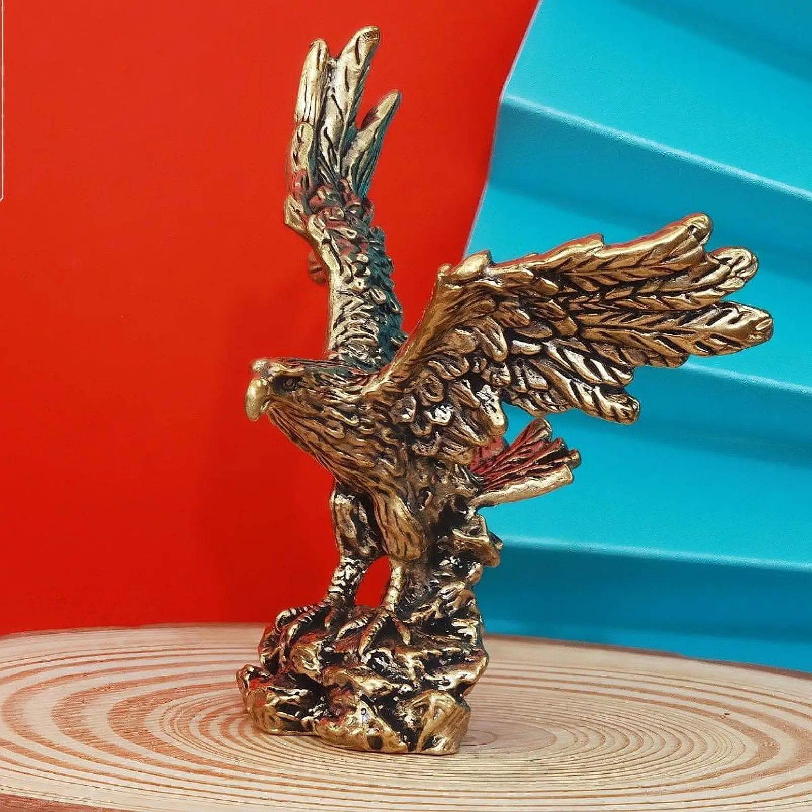 Brass Eagle Statue Chinese Feng Shui Ornament Collectibles Retro Animal ...
