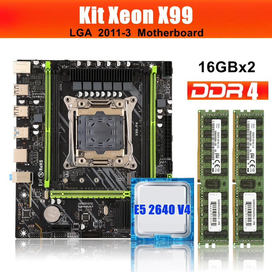 Kllisre X99 Motherboard combo kit set LGA 2011-3 Xeon E5 2640 V4 CPU ...