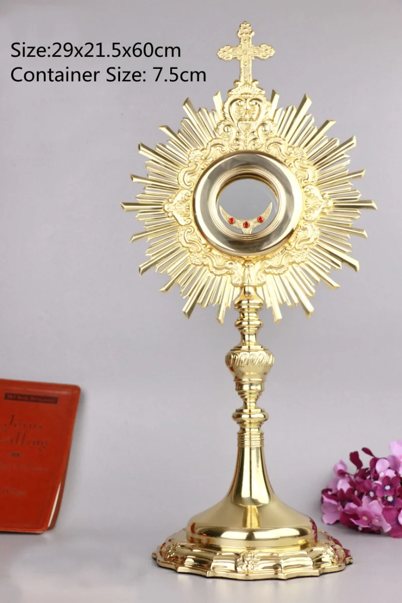 Large-Catholic-Holy-Reliquary-Brass-Cross-And-Rays-Monstrance-With ...