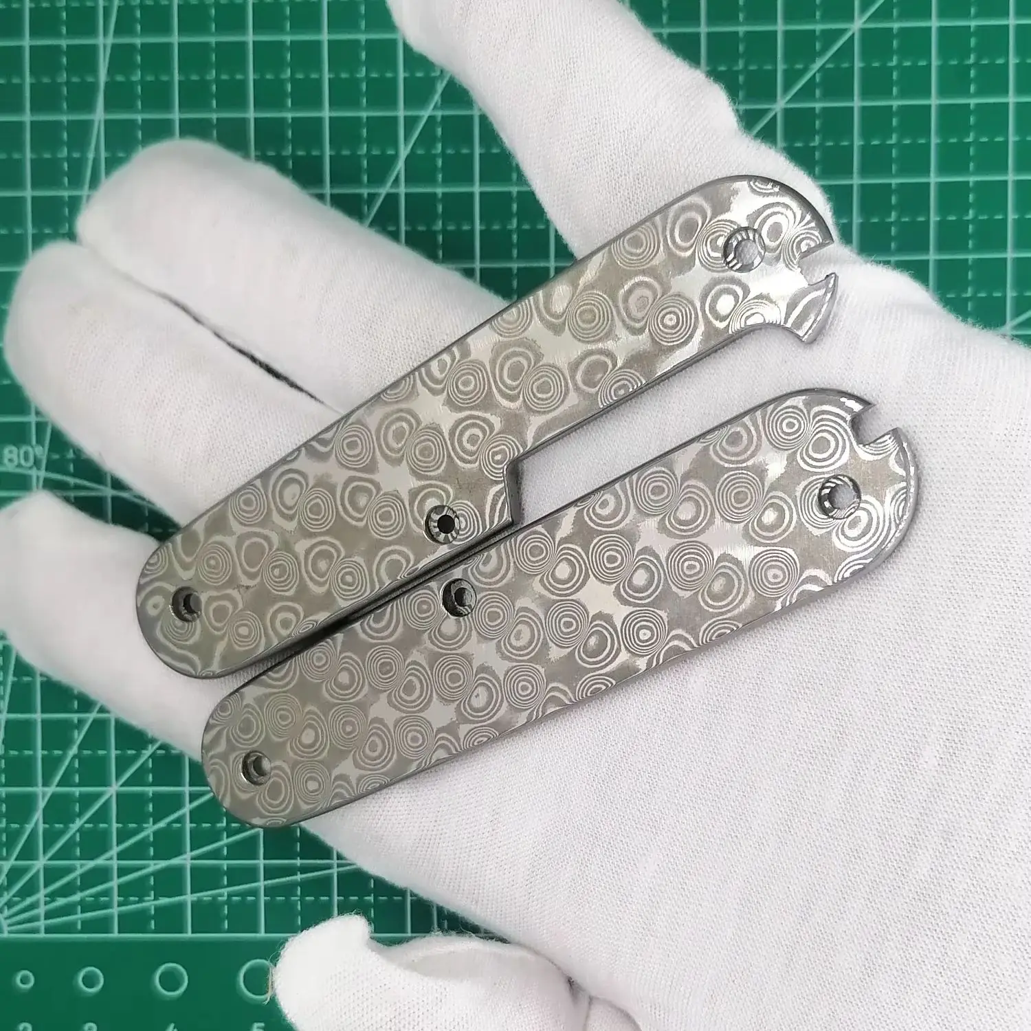 1 Pair Custom Made Pattern Steel Scales for 91mm Victorinox SAK Handle ...