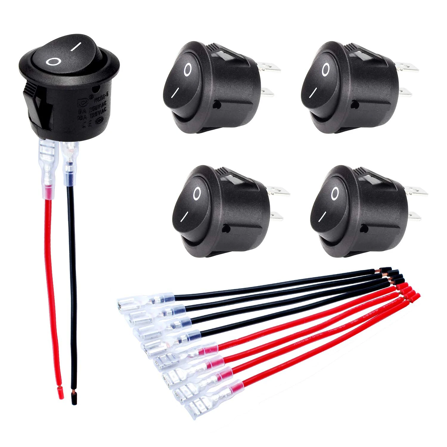 DaierTek-5PCS-Round-Rocker-Switch-ON-Off-SPST-20mm-Mini-Toggle-Switch ...