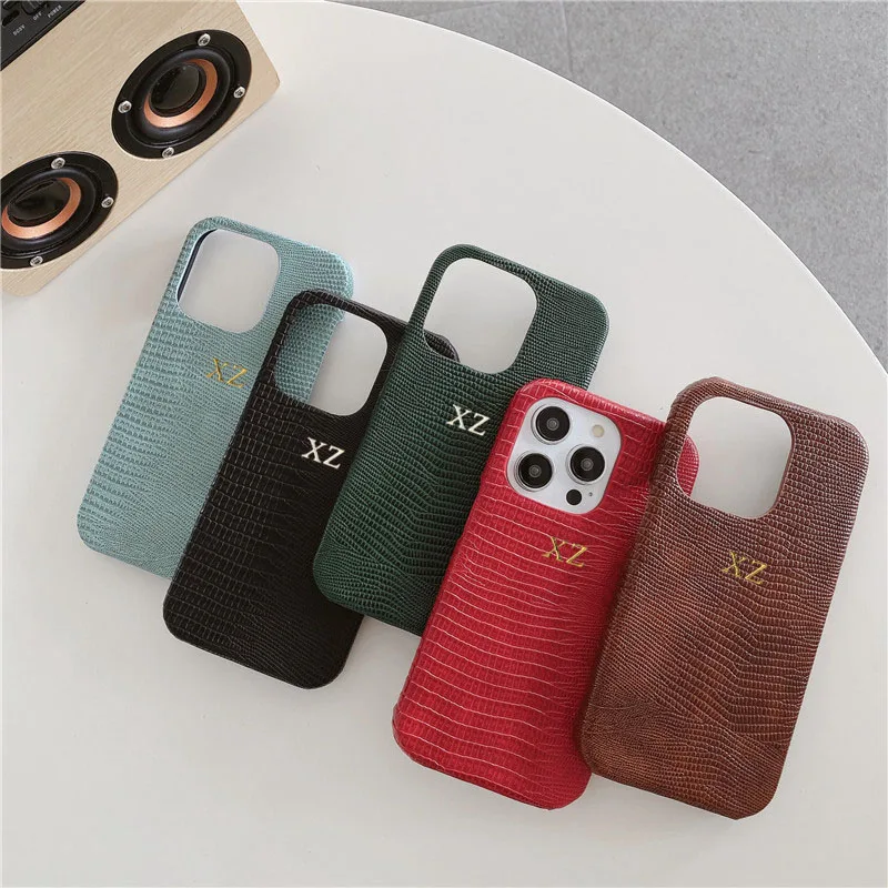 Personalise-Gold-Silver-Initials-Letters-Leather-Cases-For-Iphone-15-12 ...