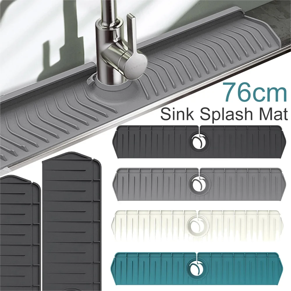 Kitchen Faucet Splash Pad Silicone Sink Faucet Splash Guard Mat Sponge ...