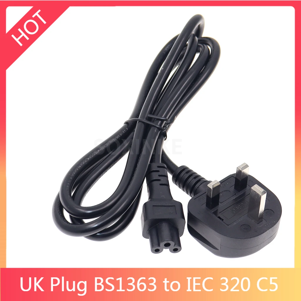 UK Plug BS1363 13A 3Pin male to IEC 320 C5 IEC320 Cloverleaf short AC ...