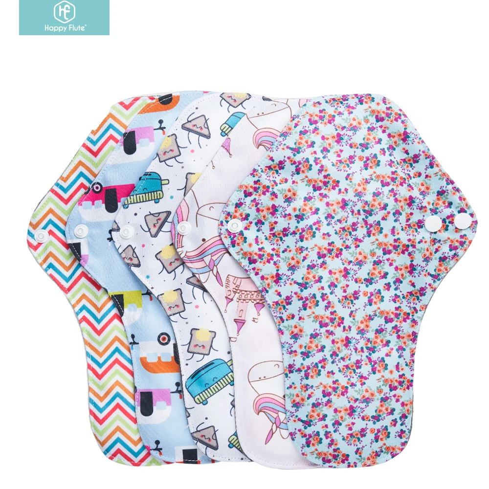 HappyFlute-5Pcs-set-Reusable-Washable-Pads-Bamboo-Charcoal-Sanitary ...