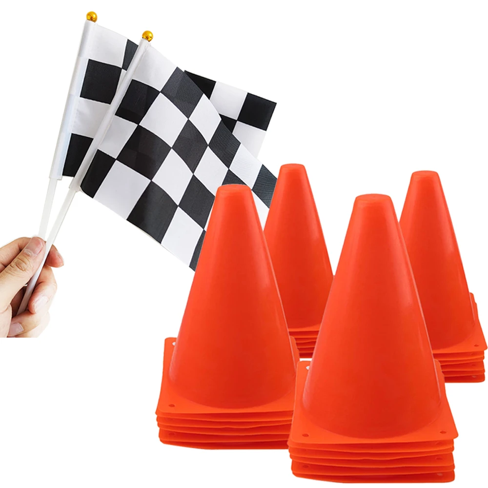 Racing-Car-Party-Decor-7-Mini-Traffic-Cones-and-Black-and-white ...