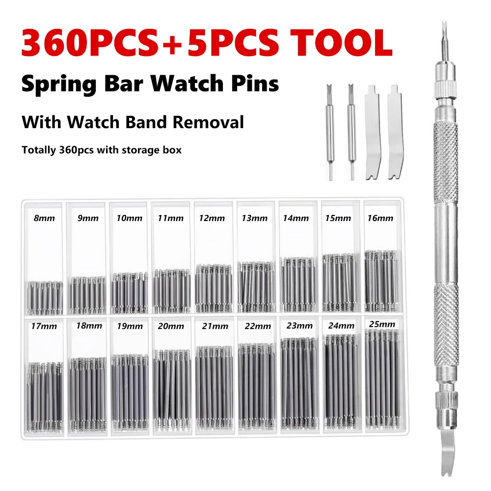 360PCS-Watch-Pins-Spring-Bar-With-5PCS-Watch-Strap-Tool-Link-Remover ...