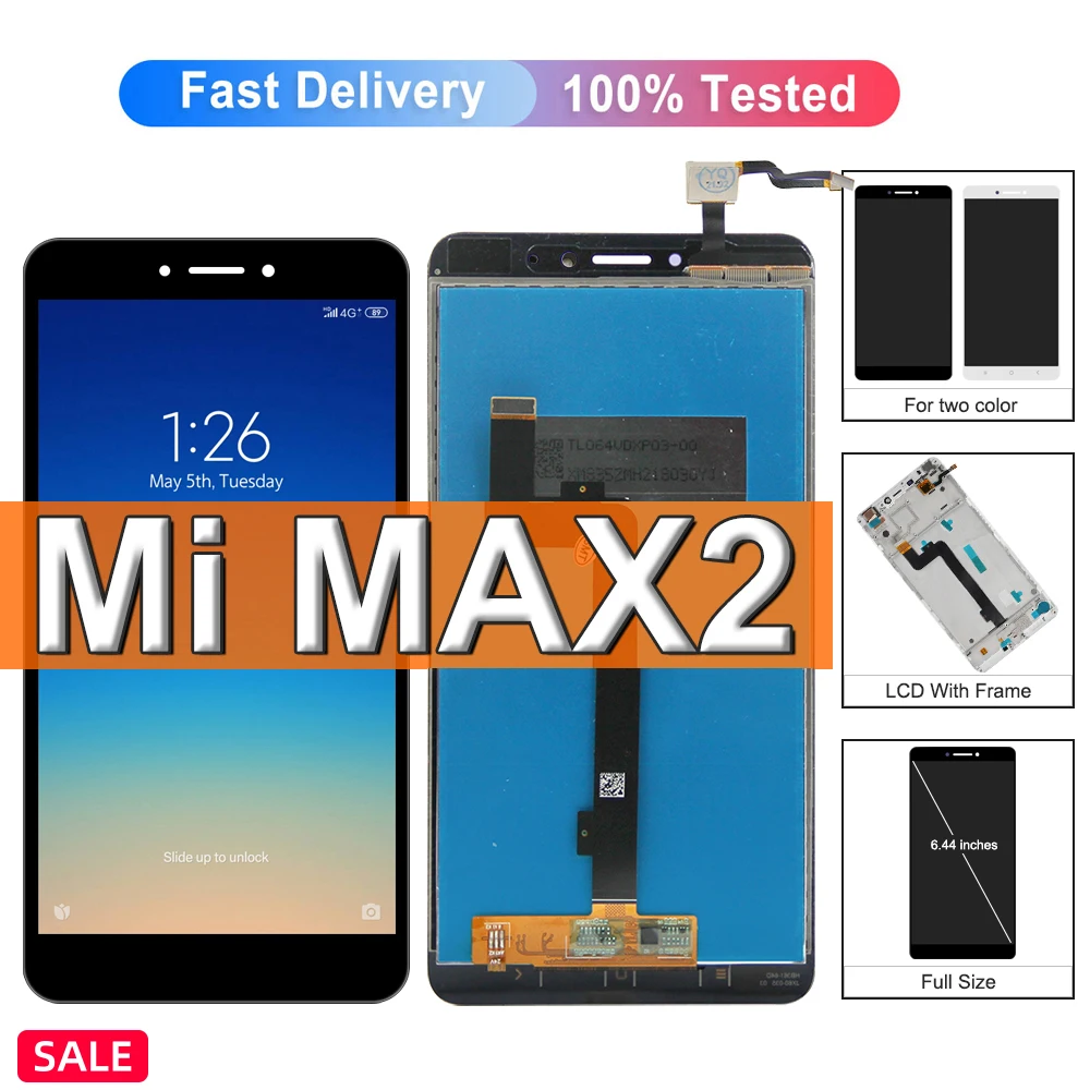 6.44" Original For Xiaomi Mi Max 2 LCD Display Touch Screen, For Mi ...