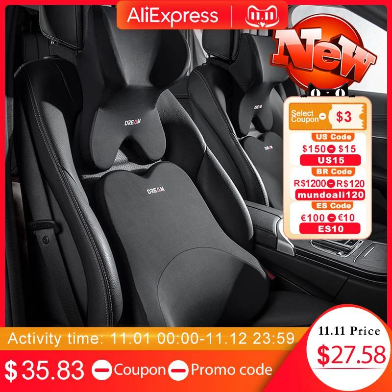 Car Lumbar Support Headrest Neck Pillow Support Universal Soft Neck ...