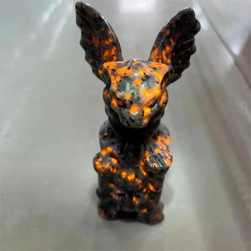 10CM Natural Yooperlite Crystal Gargoyle Hand Carved Polished Quartz ...