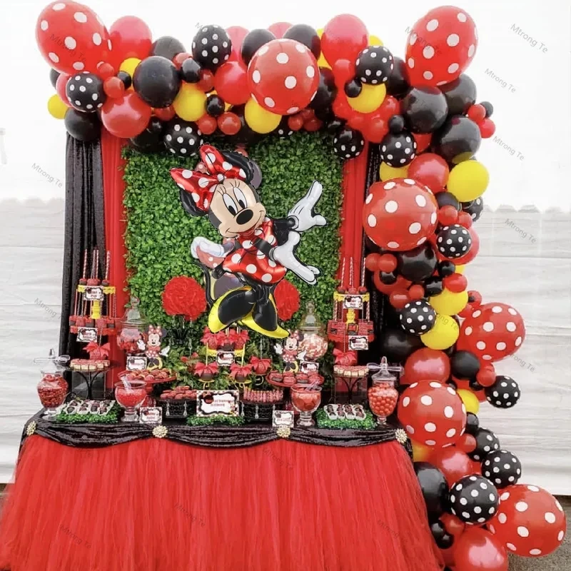 108pcs-Set-Minnie-Mouse-Foil-Balloons-Garland-Arch-Kit-Red-Black-Latex ...