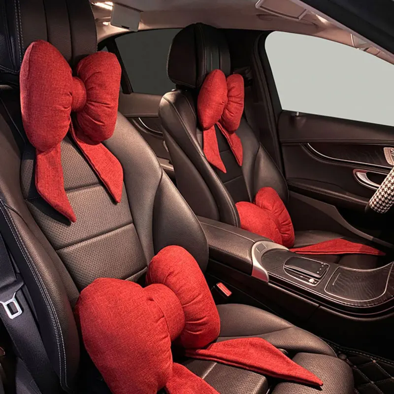 Car-Seat-Headrest-Neck-Rest-Cushion-Big-Bowknot-Streamer-Shaped-Neck ...