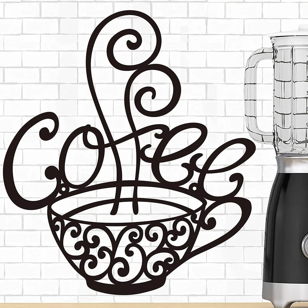 Coffee Letter Silhouette Metal Wall Signs Black Plaque Cafe Kitchen ...