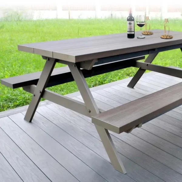 Wood plastic composite wpc aluminum frame outdoor picnic garden bench ...