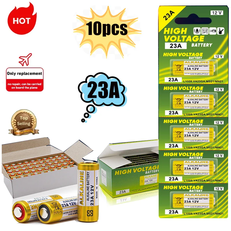 10PCS-12V-Alkaline-Battery-A23-23A-23GA-A23S-E23A-EL12-MN21-MS21-V23GA ...