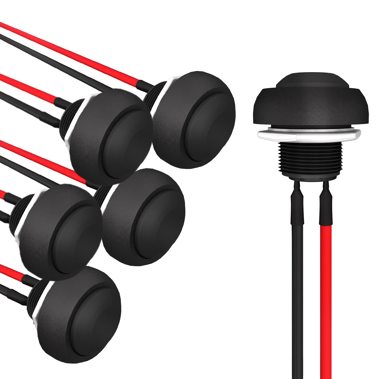 APIELE 6Pcs 12mm Momentary Push Button Switch Mini Round Switch Waterproof 1A 250V AC SPST NO 2 ...