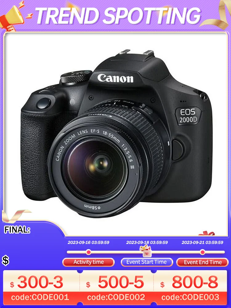 Canon EOS 2000D APS-C Entry-level DSLR Digital Camera With 18-55 MM F3 ...