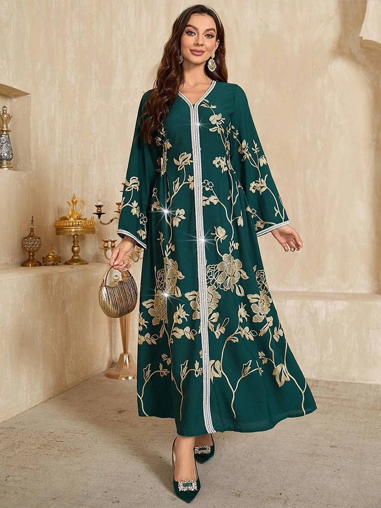 TOLEEN-Women-Floor-Length-Dresses-Foreign-Trade-Vintage-Decal-Green ...