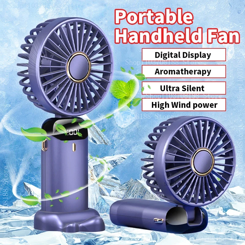 3000mAh-Handheld-Mini-Fan-Foldable-Portable-Neck-Hanging-Fans-5-Speed ...