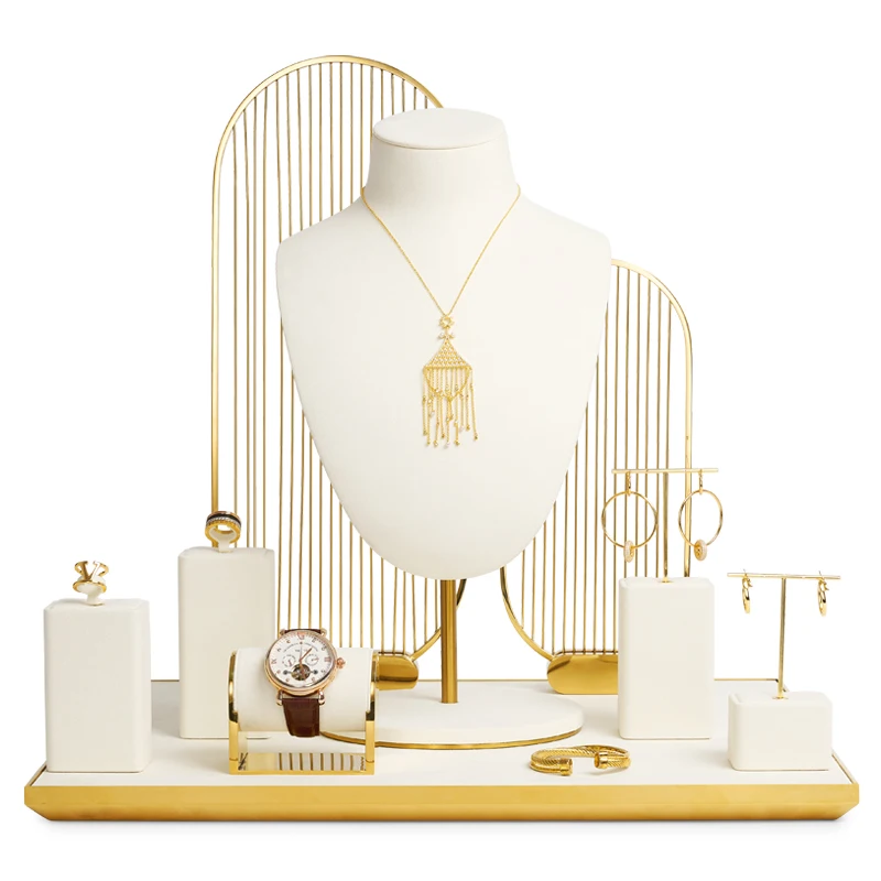 White-Metal-Microfiber-Suede-Original-Jewelry-Necklace-Display-Stand ...