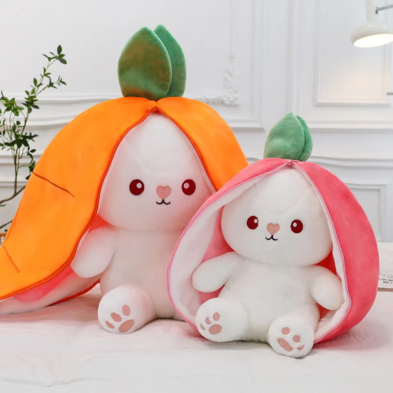 35Cm-Pink-Strawberry-Carrot-Rabbit-Plush-Toy-Stuffed-Keychain-Toy ...