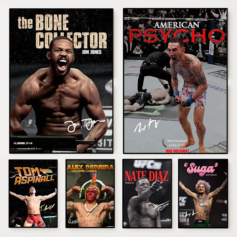 Modern UFC Champions Player Portrait Poster MMA Fighter Nate Diaz Jon ...