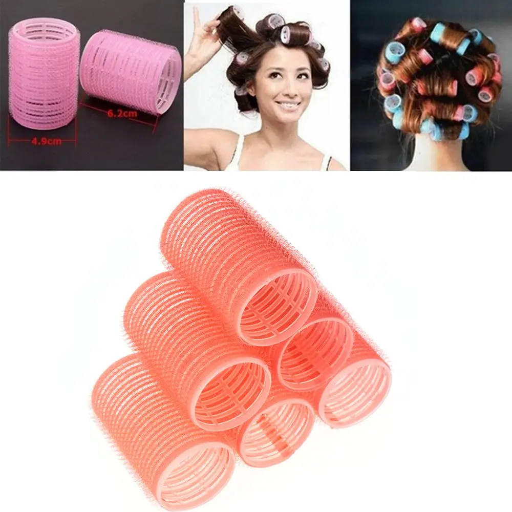 6 Pcs Large Self Grip Hair Rollers Pro Salon Hairdressing Curlers Hair ...