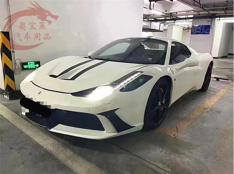 For Ferrari 458 Real Carbon Fiber & FRP Primer Front Bumper Engine Hood ...