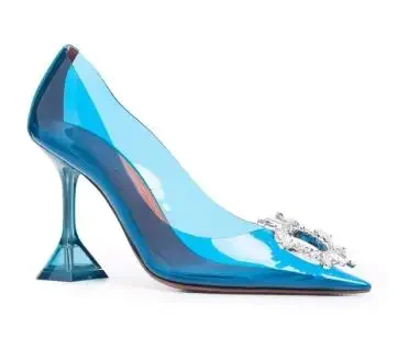 Begum-Glass-pumps-light-blue-leather-transparent-design-pointed-toe ...