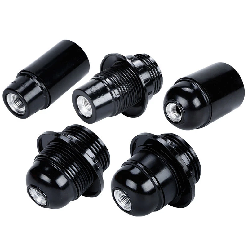 Black E27 Self locking Bakelite Lamp Holder E14 Aluminum Cap Screw LED ...