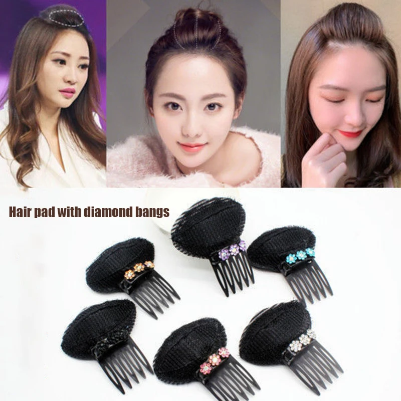 Rhinestone-Invisible-Fluffy-Sponge-Hair-Clip-Front-Hair-Line-Volume ...