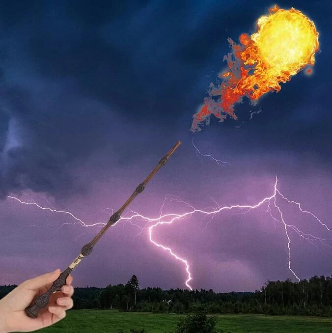 Cosplay Electronic Fire Breathing Wand Magic Wands Tricks Device Props ...