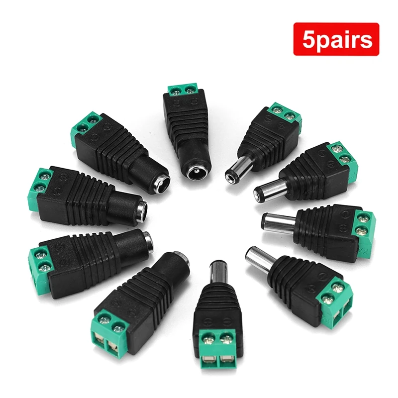 3 100pcs Female Male DC Connectors 5.5mm*2.1mm DC Jack 5V 12V Power ...