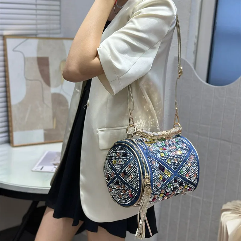 2025 Luxury Designer Women's Big Colored Diamonds Bucket Bag New ...