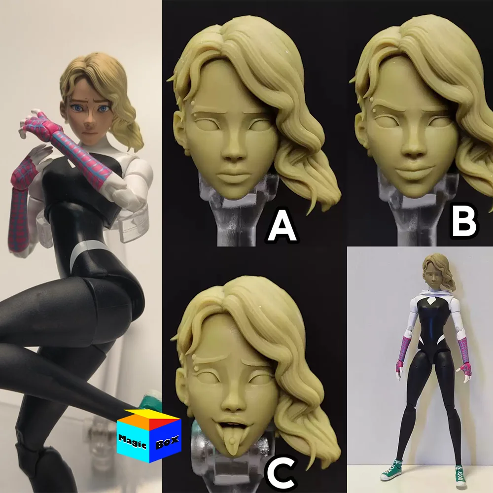 Custom 1/12 Scale Female Soldier Anime Characters Gwen Spider Man Head ...