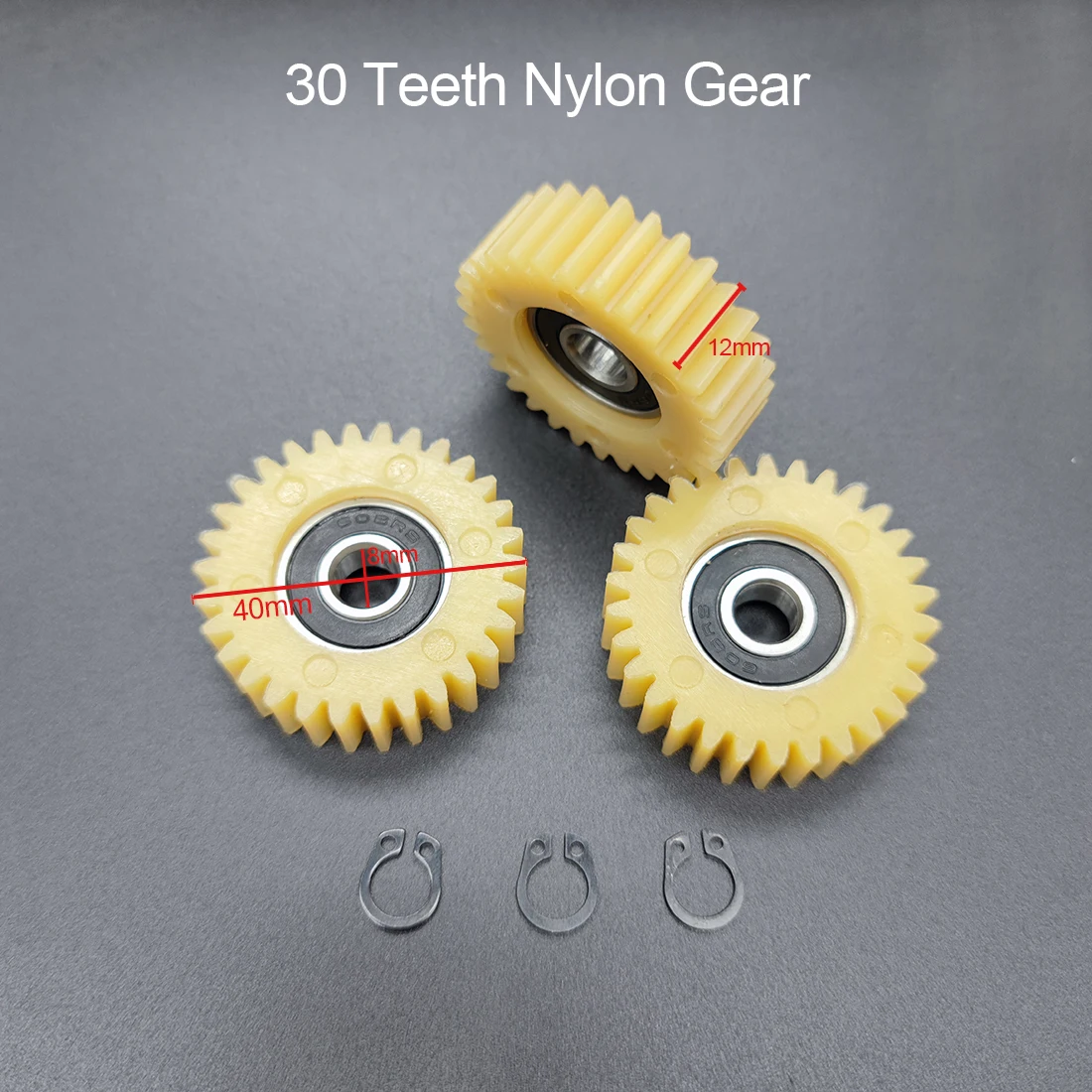 30T-40x12mm-Electric-Bicycle-Nylon-Gear-608RS-Bearing-Shaft-Hole-8mm ...