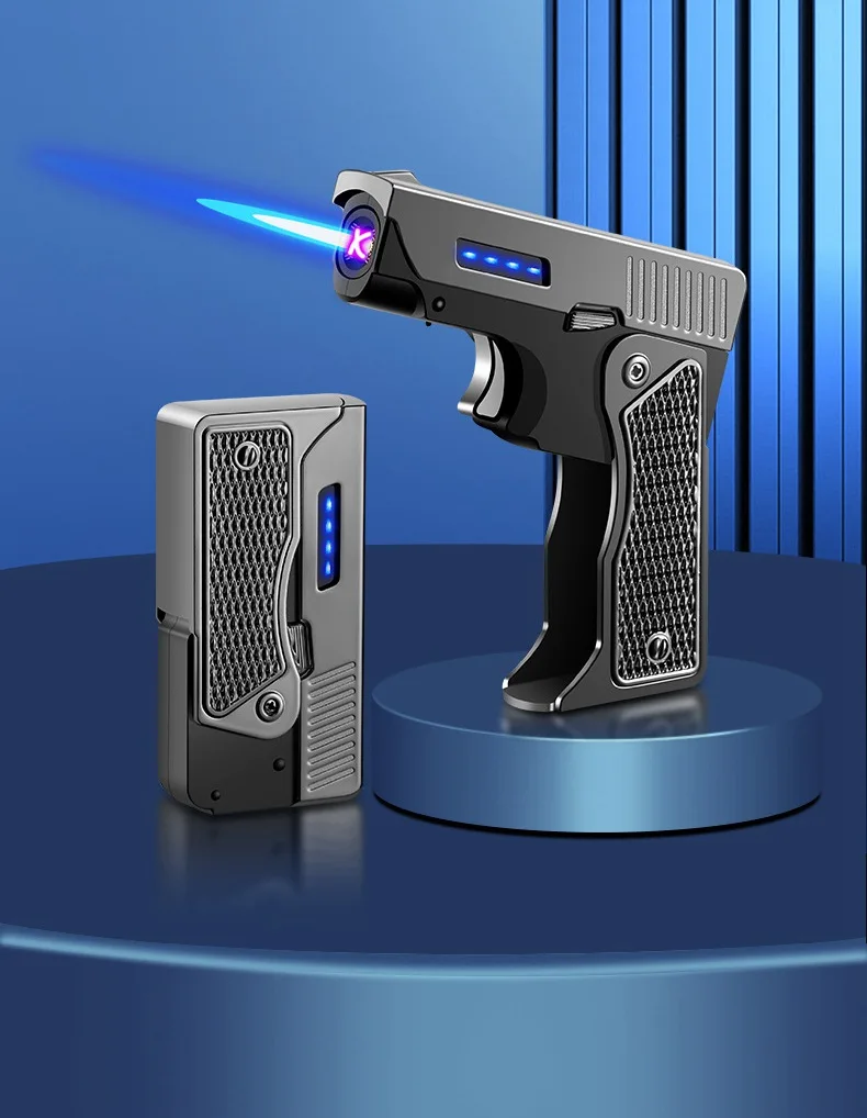 Pistolet torche à gaz aste coupe vent, briquet en métal, flamme au ...