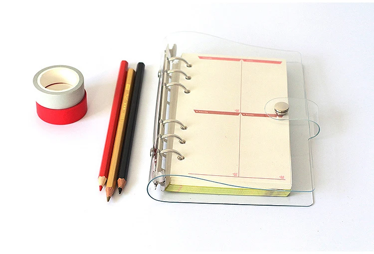 CAHIER,Transparent cover-A7--classeur à feuilles mobiles transparentes ...