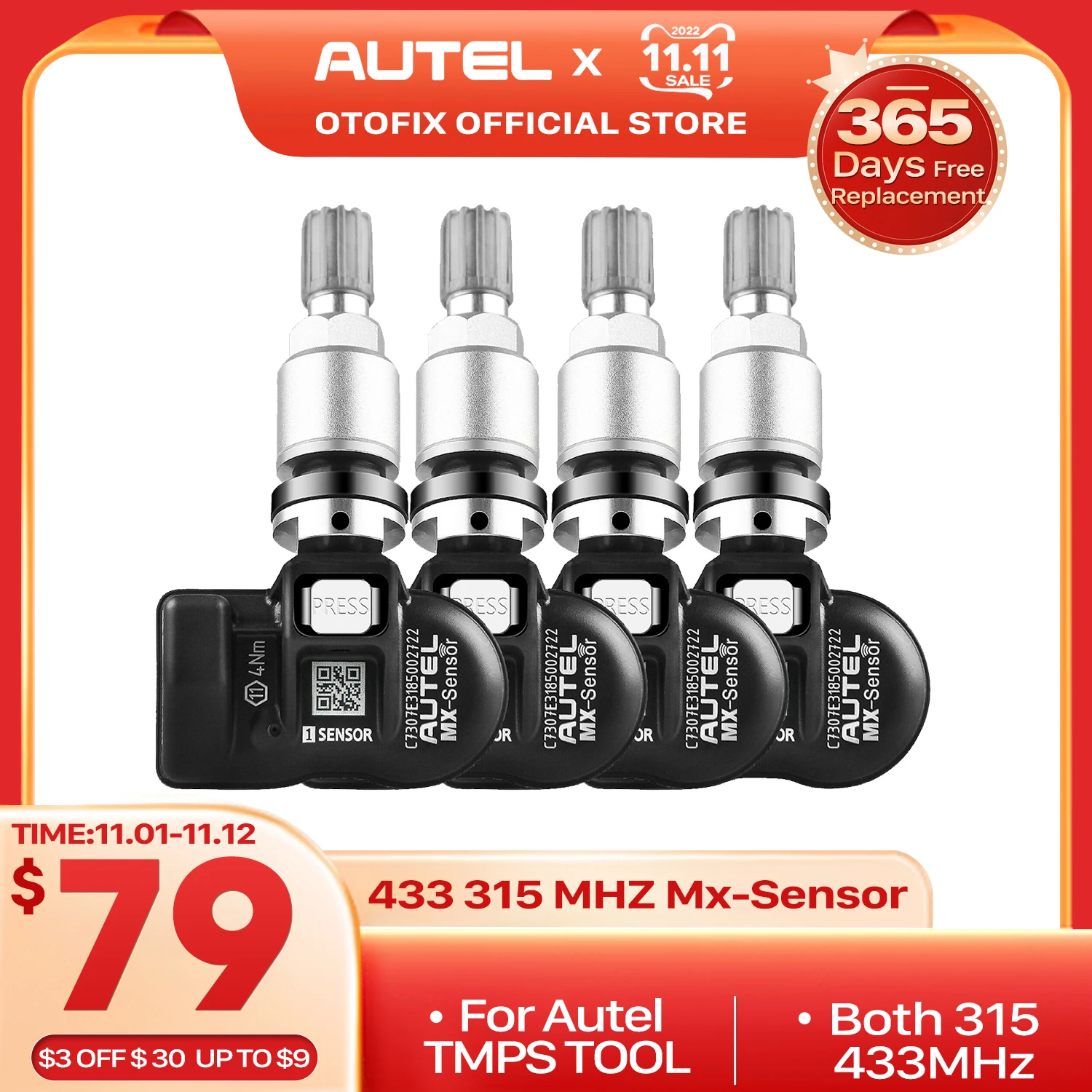 Autel Mx Sensor 433mhz+315 Mhz 2in1mx-sensor Tpms Tire Repair Tool ...