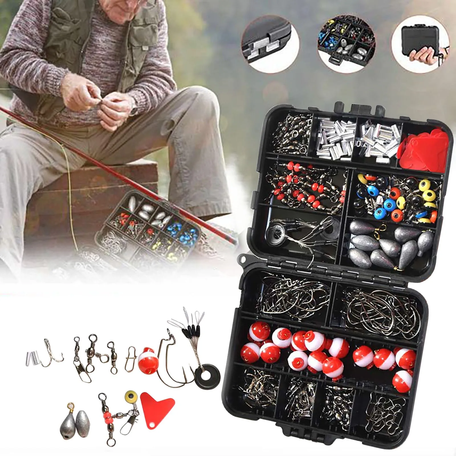 264pcs-Outdoor-Fishing-Accessories-Set-With-Tackle-Box-Including-Plier ...