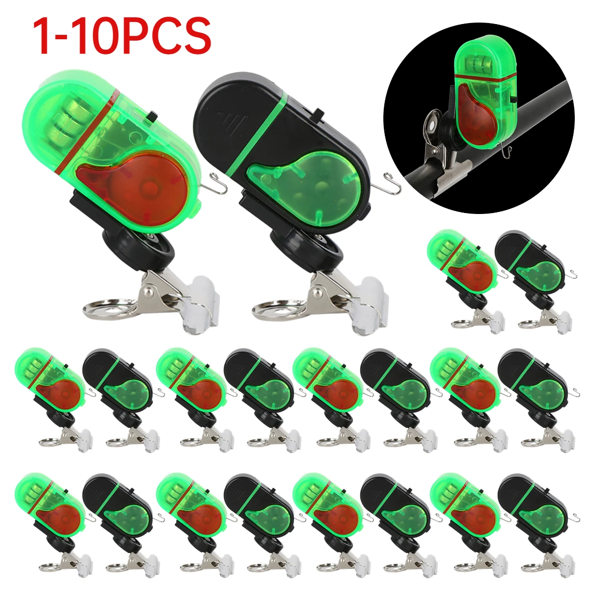 1-10PCS-Fish-Bite-Alarm-High-Sensitive-Fishing-Alarm-Sound-Bell-LED ...