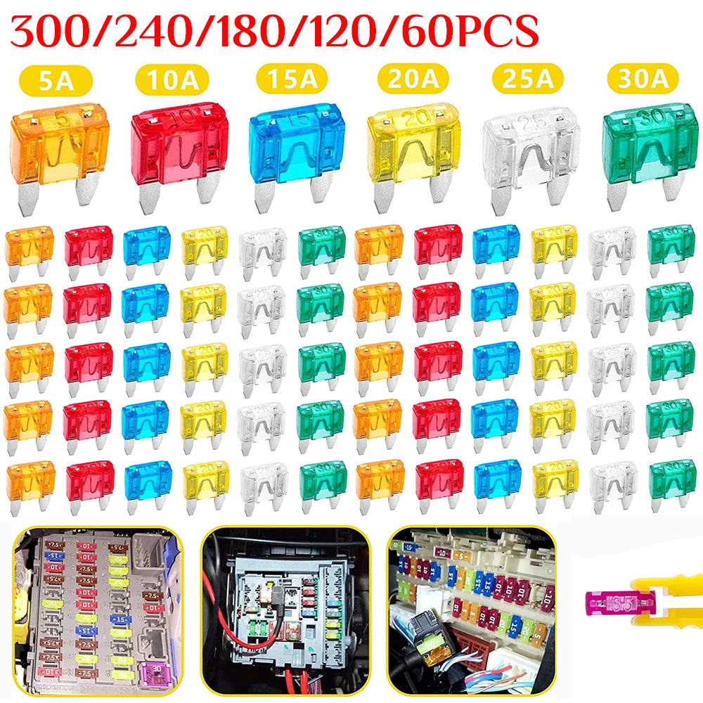60-300pcs Cars Truck Mini Fuse Mixed Set Kit Auto Car Safety Assortment ...