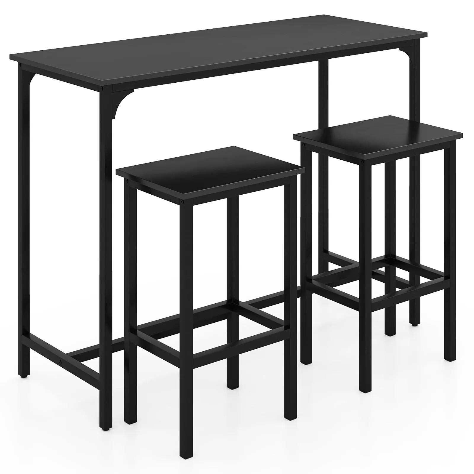 Bar Table with Bar Stool Set, 2 Person Bar Table Set, with Footrest ...