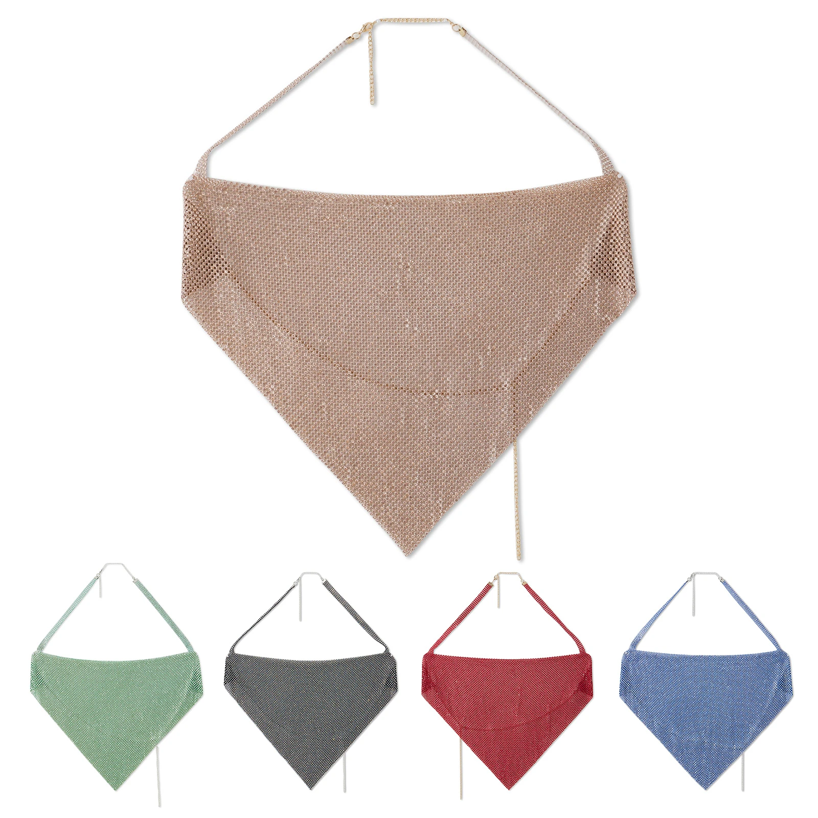 Women Sparkly Halter Crop Tank Tops Backless Chains Linked Sleeveless ...