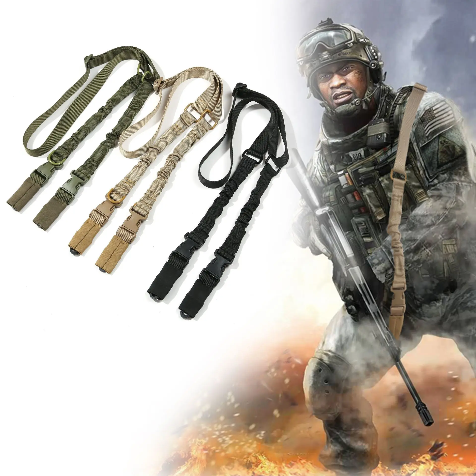 Two-Points-Rifle-Sling-with-Length-Adjuster-Traditional-Sling-with-QD ...