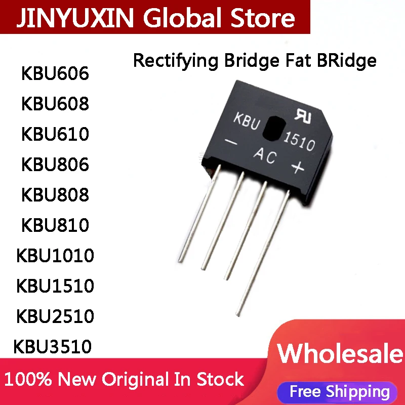 10PCS-New-KBU606-KBU608-KBU610-KBU806-KBU808-KBU810-KBU1010-KBU1510 ...