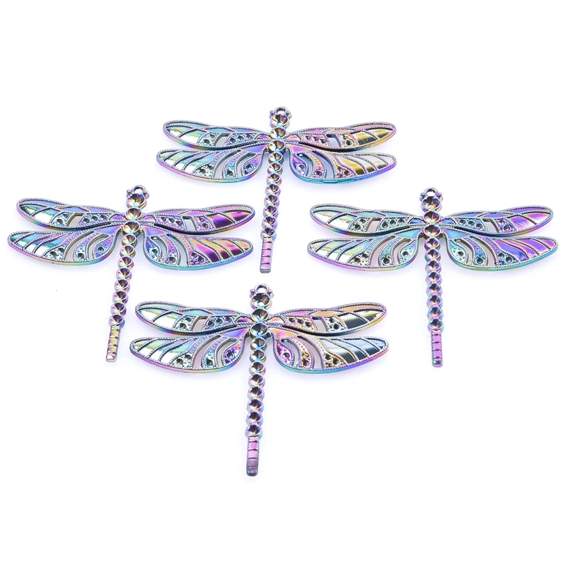 5PCS-Dragonfly-With-Drill-Bit-Charm-Pendant-Accessories-Rainbow-Color ...