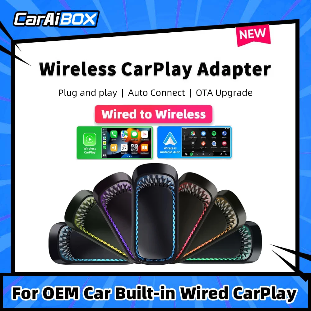 CarAiBOX-RGB-Colorful-Wireless-CarPlay-or-Android-auto-Adapter-Dongle ...